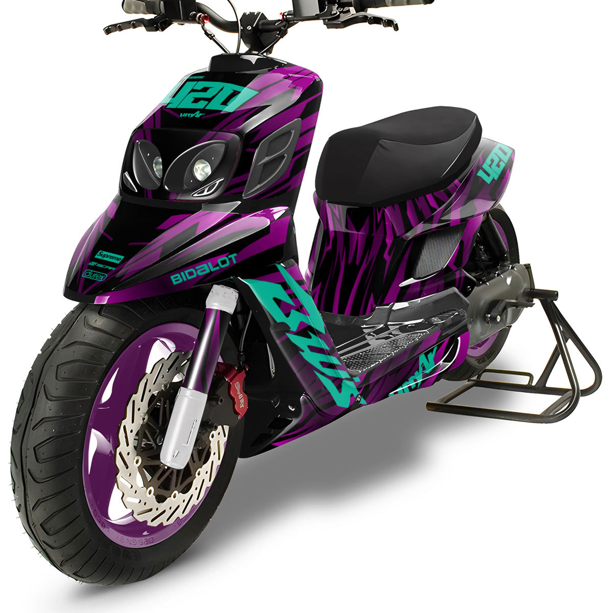 Graphic decals 50cc MBK Booster / Yamaha BW's RX BCD Purple rain – armysctv