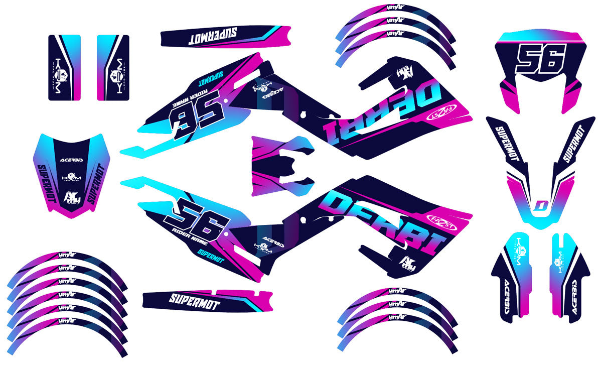 Kit déco 50cc Derbi Senda xtreme SM 2018-2024 Crazy Pink – armysctv