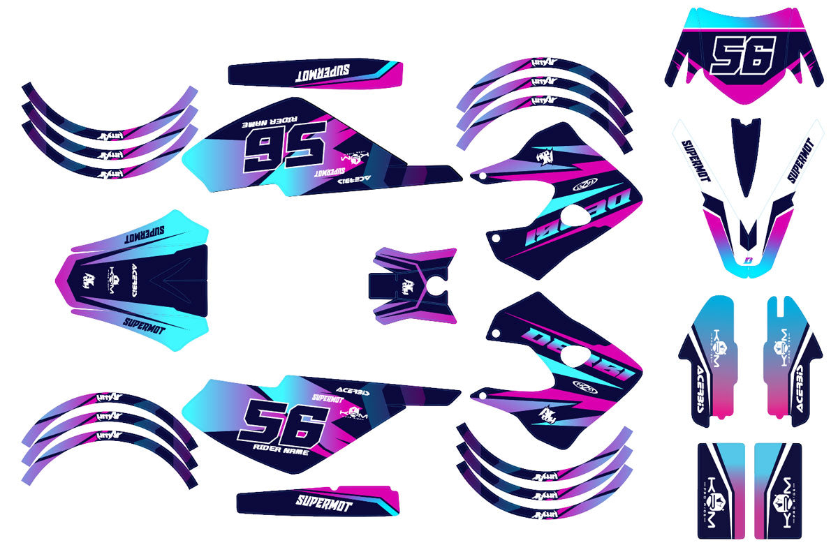 50cc Graphic decals Derbi Senda X-race/X-treme Crazy Pink – Bold and ...