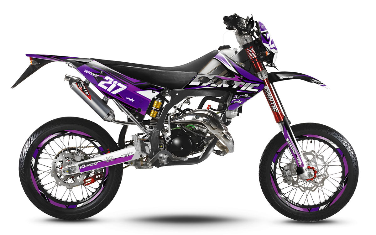 Graphic decals Fantic Caballero XM 50 Army Lilaks - Refined and dynamic ...