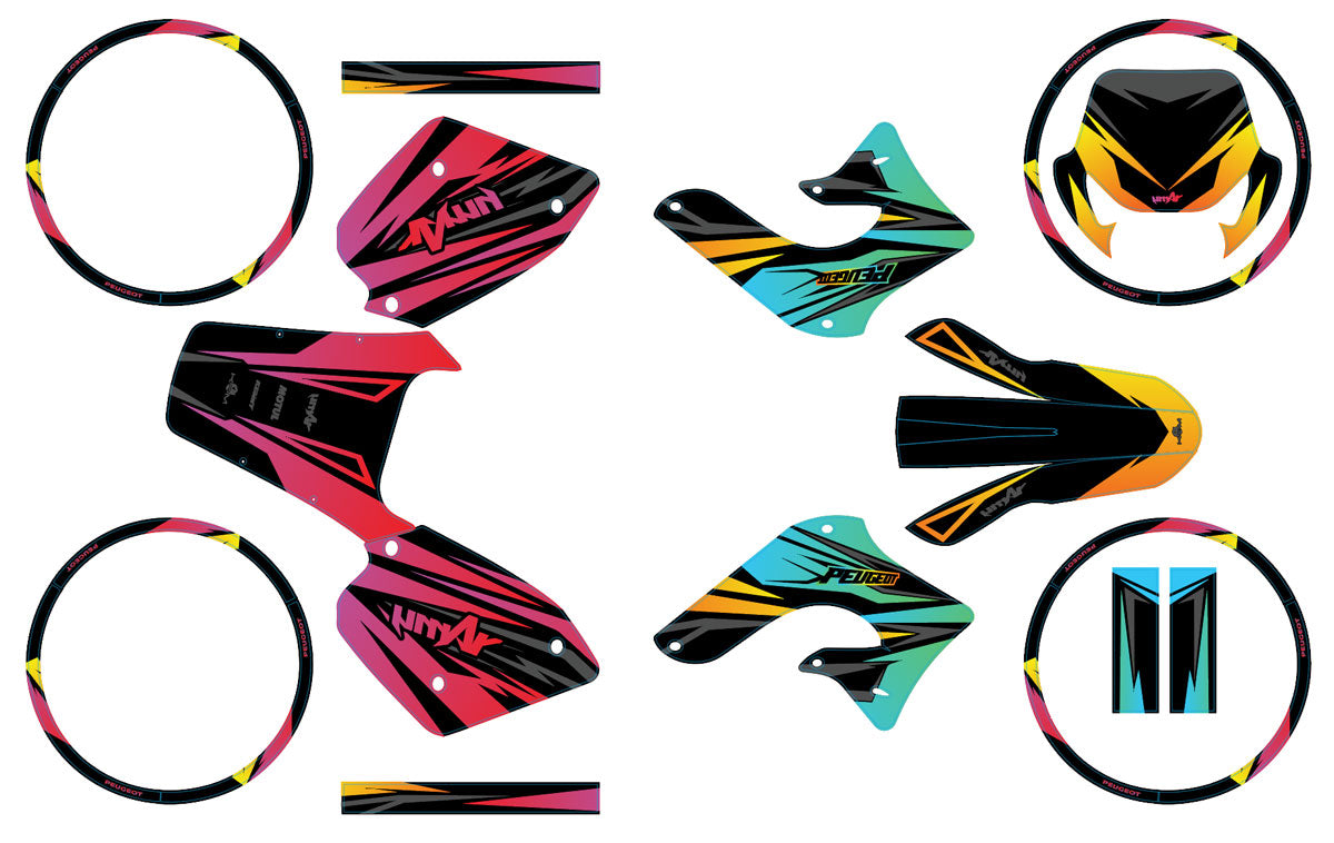 Kit déco Peugeot XP Street 50cc Eclipse - Graphisme sombre et ...