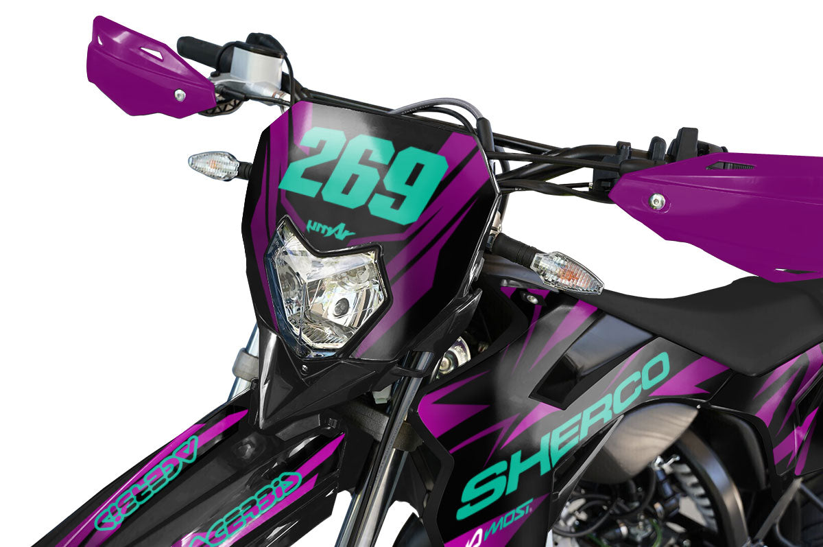 Graphic decals Sherco 50cc Purple Rain - Vibrant and colorful design ...