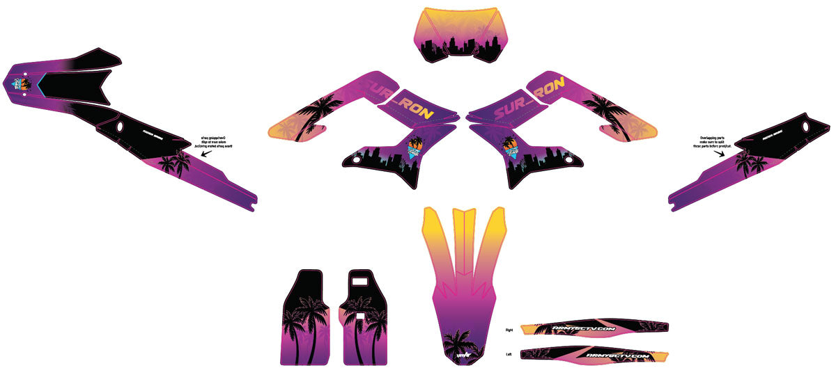 Graphic decals Sur-Ron Storm Bee Miami - Vibrant and tropical style for ...