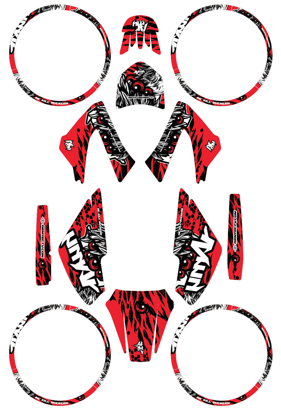 Graphic decals 50cc Derbi Senda Xtreme & Xrace 2006-2010 Army Eyes ...