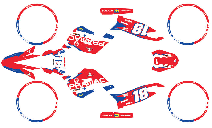 Graphic decals Derbi Senda Xtreme SM Pramac Racing - Customization 50cc ...