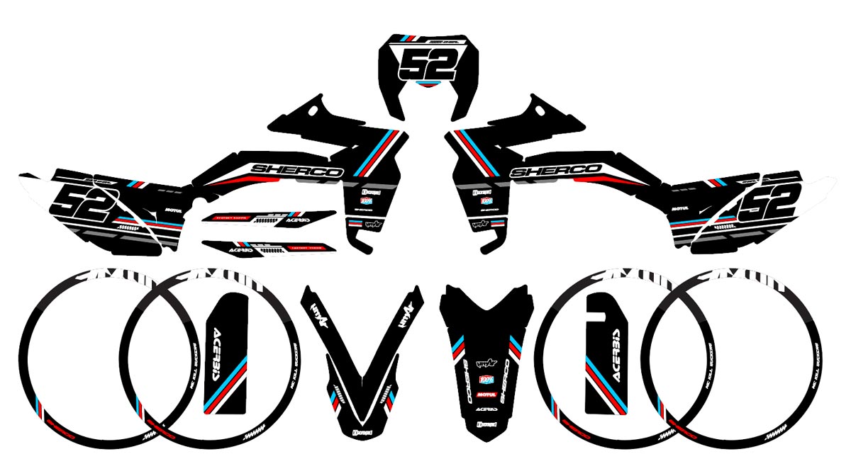 Graphic decals 50cc Sherco Black Cat - Customization of 50cc deco kits ...