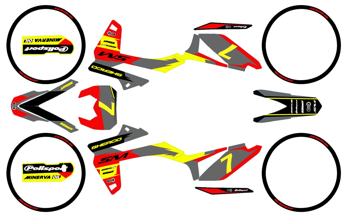 Kit déco Sherco 50cc Red Style - Décoration moto 50cc personnalisée ...