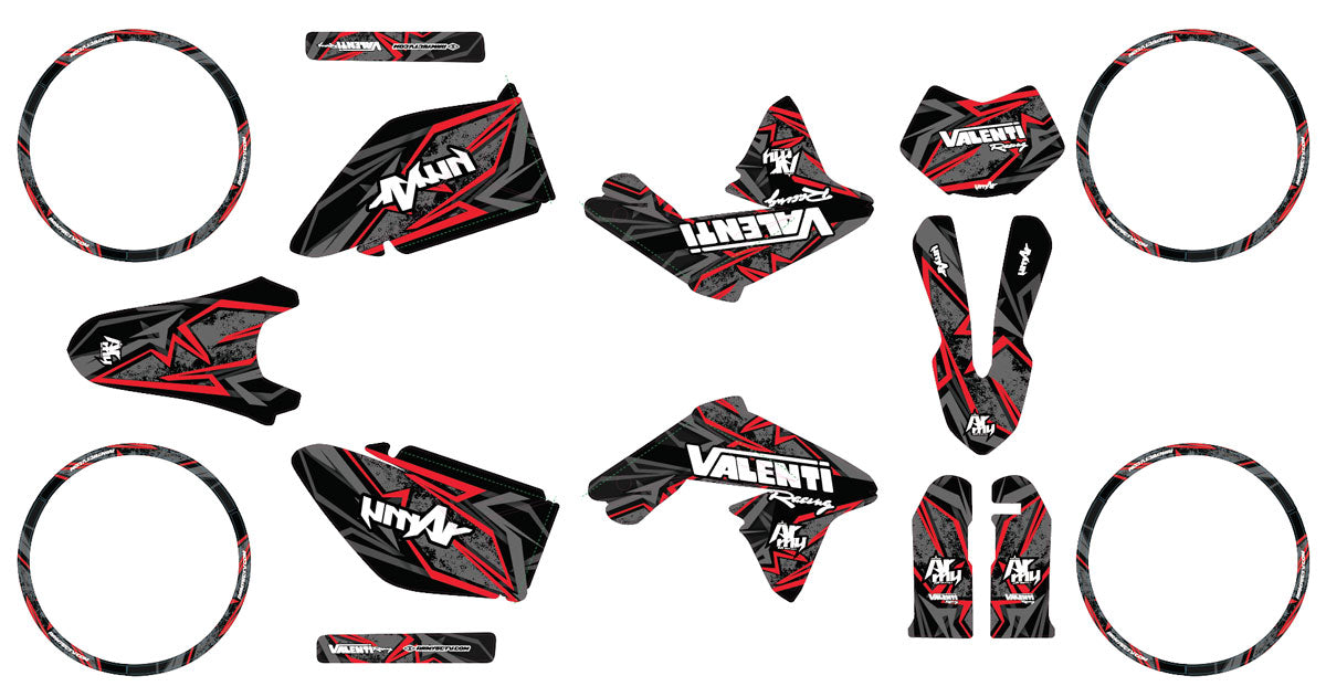 Graphic decals Valenti Racing SM 50cc Army Redrum - Striking and ...